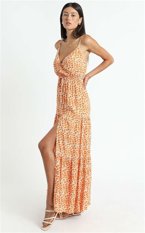 Watch The Sunset Dress In Orange Floral Showpo Usa
