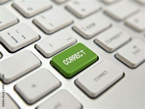 A Visually Striking Keyboard Featuring A Prominent Green CORRECT Button