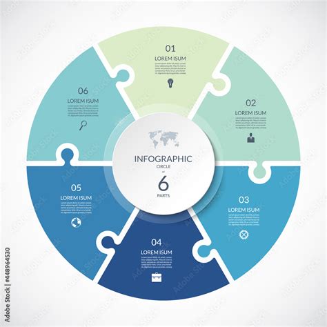 Vector Infographic Puzzle Circular Template Cycle Diagram With Parts Options Can Be Used