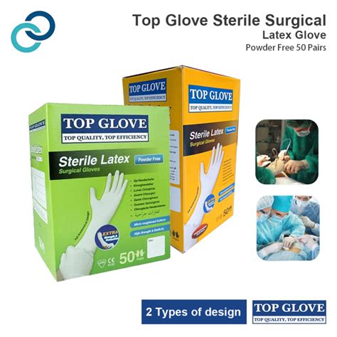 Top Glove Surgical Latex Glove Powder Free Size 60~85 50 Pairs Per
