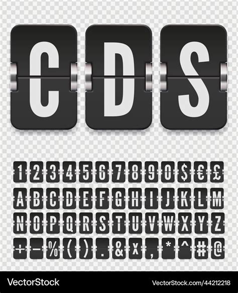 Black Scoreboard Abc Font For Showing Flight Vector Image