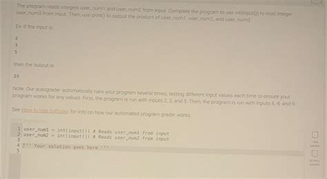 Solved The Program Reads Integers User Num 1 And User Num2 Chegg