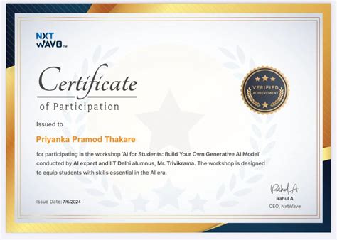 Priyanka Thakare On Linkedin Nxtwave Ai Certificate Generativeai
