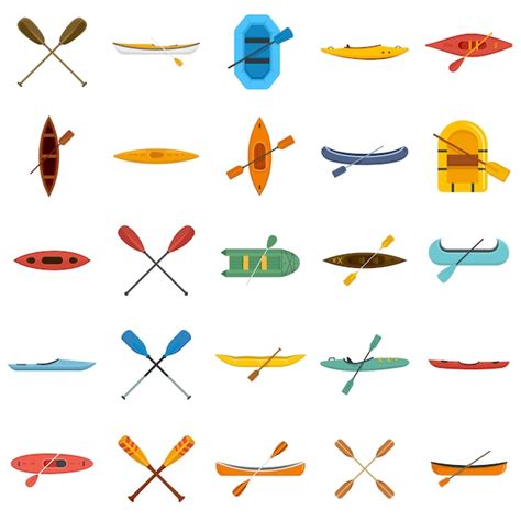 Premium Vector Canoeing Icons Set