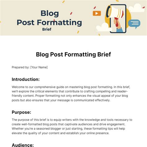 Free Blog Post Formatting Brief Template To Edit Online