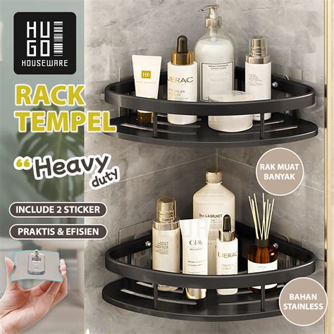 Jual HUGO Rak Kamar Mandi Sudut Stainless Steel Anti Karat Rak Tempel Dinding Tempat Sabun Odol