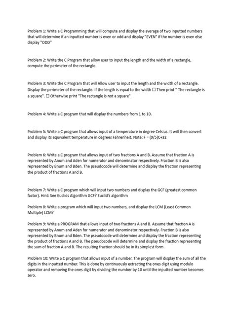 C Programming Practice Problems Pdf Function Mathematics