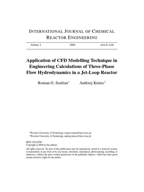 Cfd Modelling Of A Jet Loop Reactor Pdf Computational Fluid
