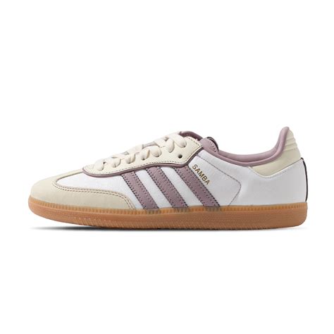 Adidas Samba Og W 女 奶油白紫 紫玉繡花 焦糖底 德訓鞋 三葉草 愛迪達 休閒鞋 Ie141