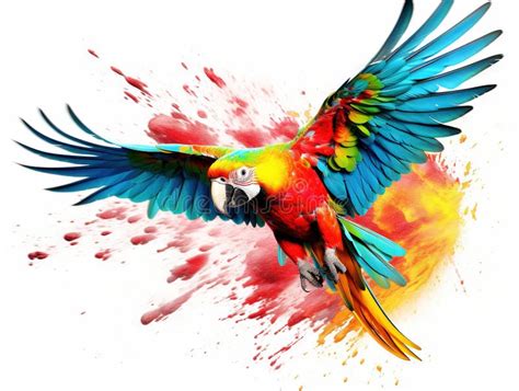Ai Generated Illustration Wildlife Concept Of Colourful Flying Parrot