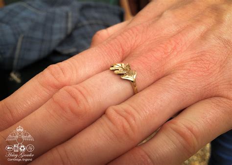 22ct Gold Sovereign Oak Leaf Ring Totally Handcrafted And Recycled