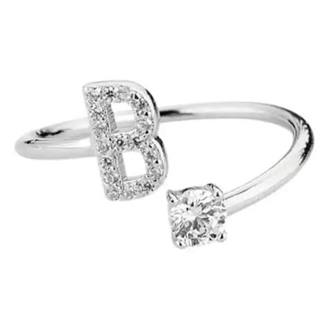 Letter ring B | Verstelbaar | 925 Sterling Zilver