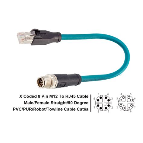 Male Female M12 X Coded Connector 8 Pin Ethernet Cable To RJ45 Adapter