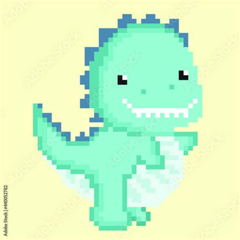 Cute Dinosaur Pixel Art Dino 8 Bit Dinosaur Pixelate Vector