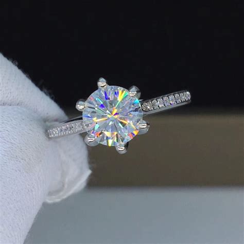 925 Sterling Silver Moissanite Engagement Ring Classic Ring 1 Etsy
