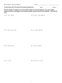 Analyzing And Solving Polynomial Equations Analyzing And Solving Polynomial Equations Pdf