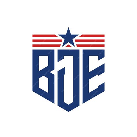 Premium Vector Patriotic Bje Logo With Star And American Flag Straps Letter Bje Logo With Usa Flag