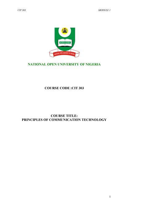 CIT303 Computer Science Course CIT 303 MODULE 1 NATIONAL OPEN
