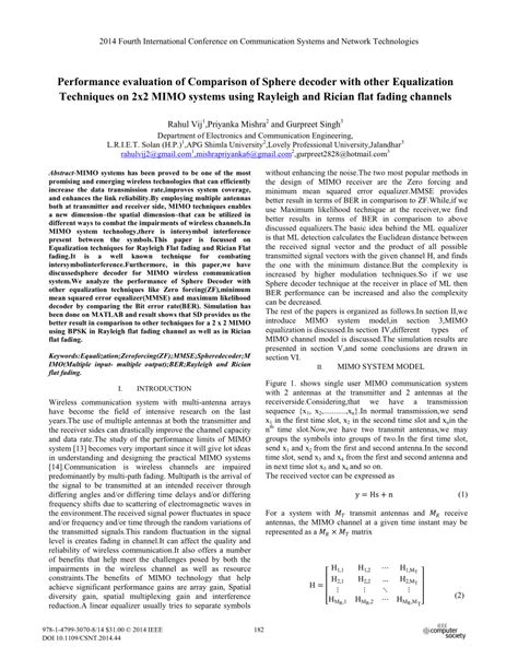 PDF Performance Evaluation Of Comparison Of Sphere Decoder With Other