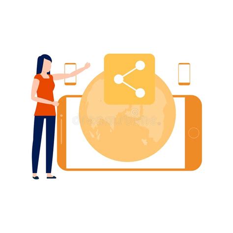 The Girl Is Explaining How To Share Data Stock Illustration