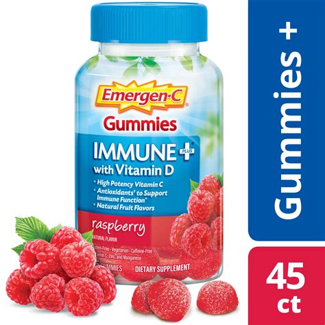Emergen C Immune Gummies 45 Ct Raspberry Immune Support Gummies With 750 Mg Vitamin C