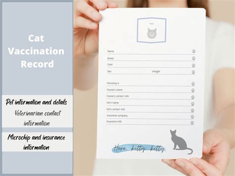 Printable Cat Vaccination Record Cat Vaccination Cat Health Care Log