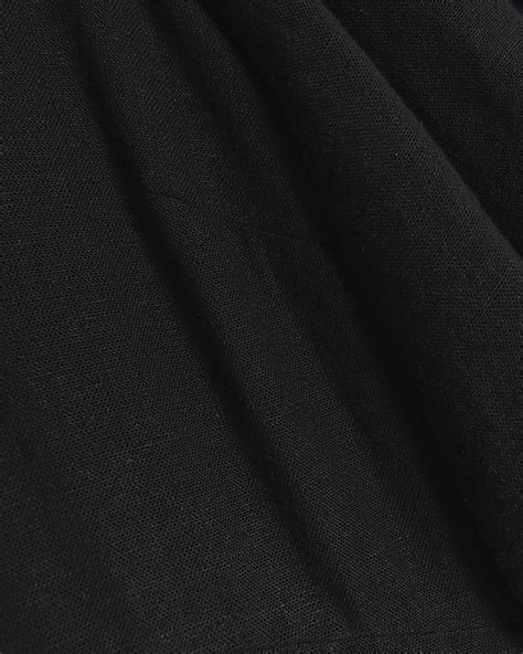 Black Puff Sleeve Smock Midi Dress With Linen River Island