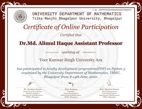 PDF Certificate For Dr Md Alimul Haque Assista For FDP Python 3