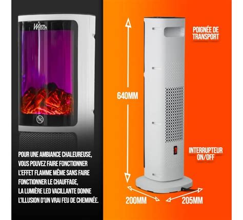 2000W ceramic heater with flame effect