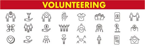 Volunteering Icons Set Outline Set Of Volunteering Vector Icons For Web