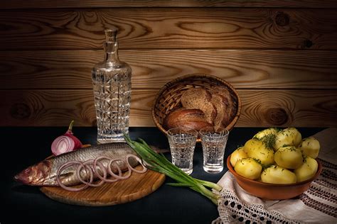 Download Still Life Seafood Potato Food Fish Hd Wallpaper
