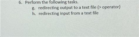 show an example performimg the following tasks g
