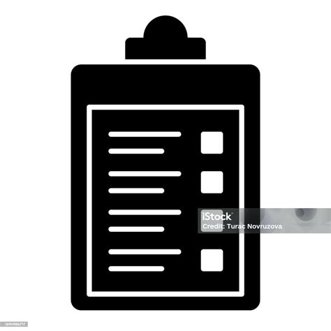 체크리스트 단색 아이콘이 있는 클립보드 건강 관리 개념 흰색 배경에 의료 처방전 서명 웹 디자인 스타일의 설문지 클립보드 아이콘 벡터 그래픽 개념에 대한 스톡 벡터 아트 및