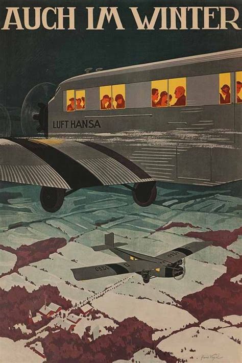 Авиакомпания Lufthansa - мы летаем даже зимой Vintage Airline Posters ...
