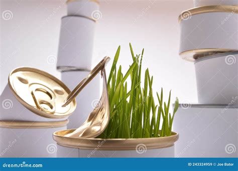 Wheatgrass Growing From A Ring Pull Can Stock Image Image Of Open