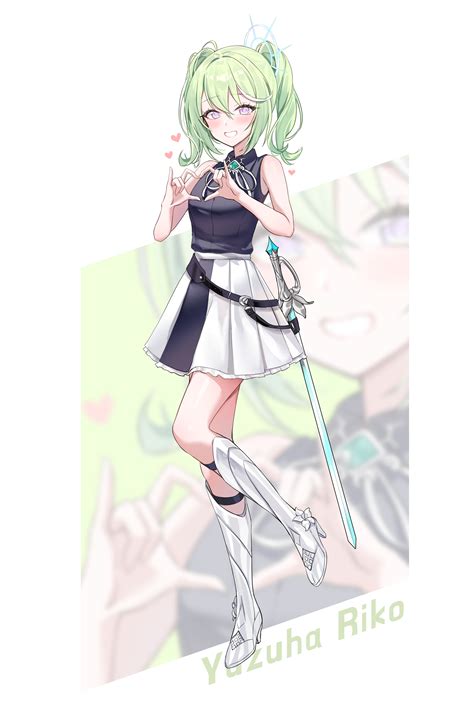 Picter Yuzuha Riko Stellive Absurdres Highres Girl Armored Boots Black Shirt Boots