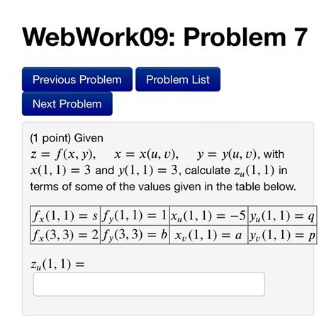 Solved WebWork Problem Point Given Chegg