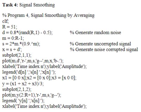 Solved Task 4 Signal Smoothing Program 4 Signal Chegg