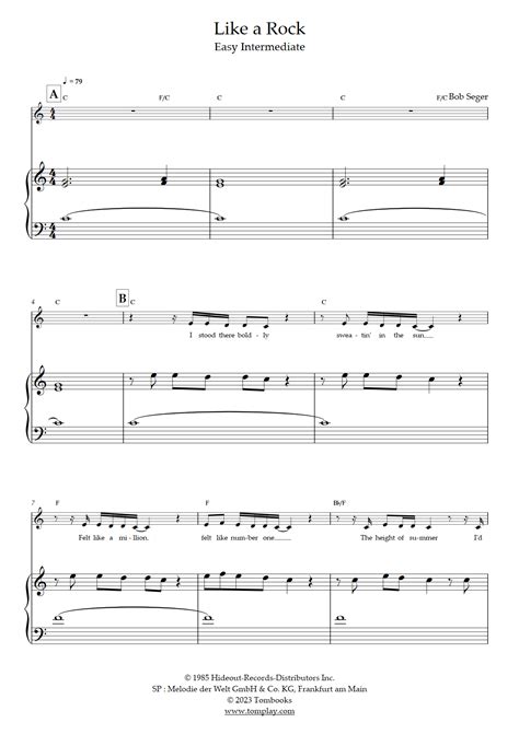 Like A Rock Easyintermediate Level With Orchestra Bob Seger