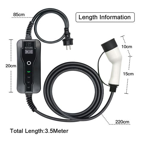 Portable Ev Charger 5m Wallbox 16a 36kw Adjustable Current Charger