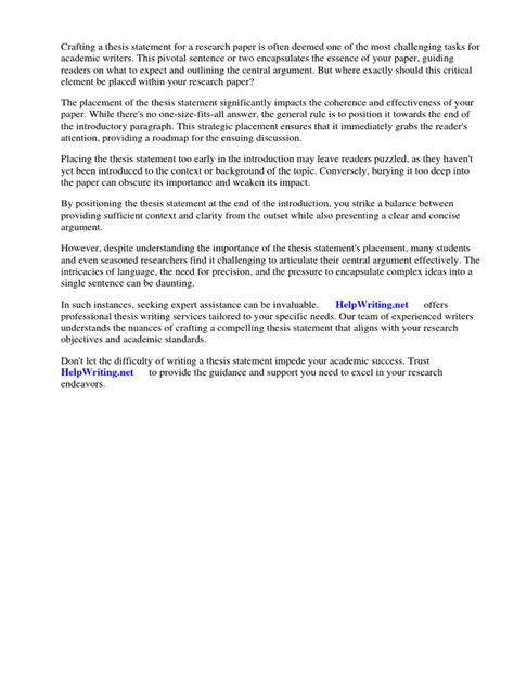 Where Should The Thesis Statement Be Placed In A Research Paper Pdf