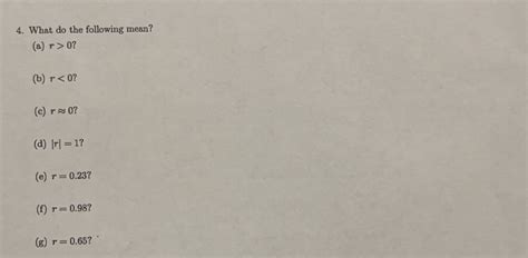 solved 4 what do the following mean a r 0 b r