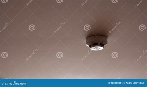 Fire System Indoors White Smoke Detector Issue A Signal To A Fire
