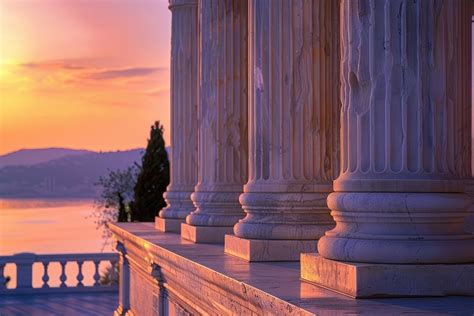 Ionic Marble Columns Waterfront Outdoors Free Photo Rawpixel