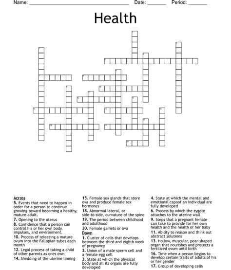 Health Crossword Wordmint