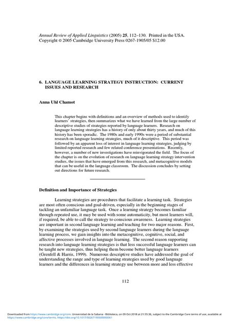 Language Learning Strategy Instruction Current Issues And Research
