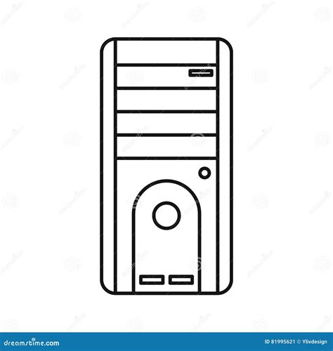 Computer System Unit Icon Outline Style Cartoon Vector Cartoondealer