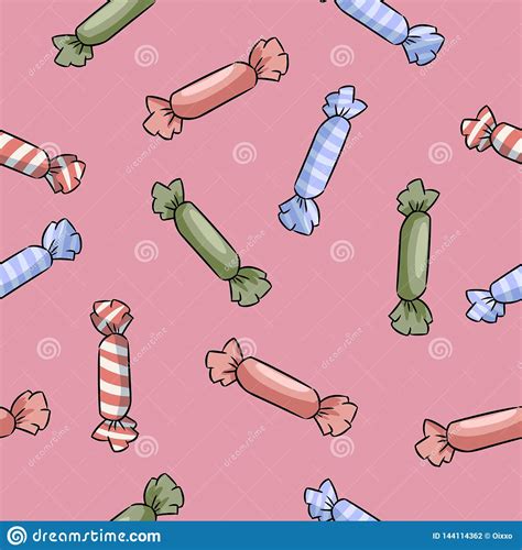 Doces Coloridos Do Natal No Fundo Cor De Rosa Vector O Teste Padr O Sem