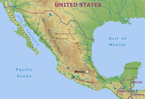 Mexico Physical Map