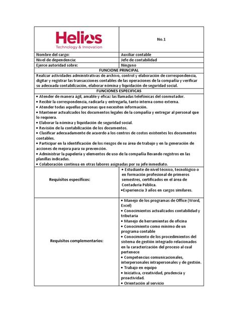 Manual De Funcion Para Auxiliar Contable Pdf Contabilidad Business